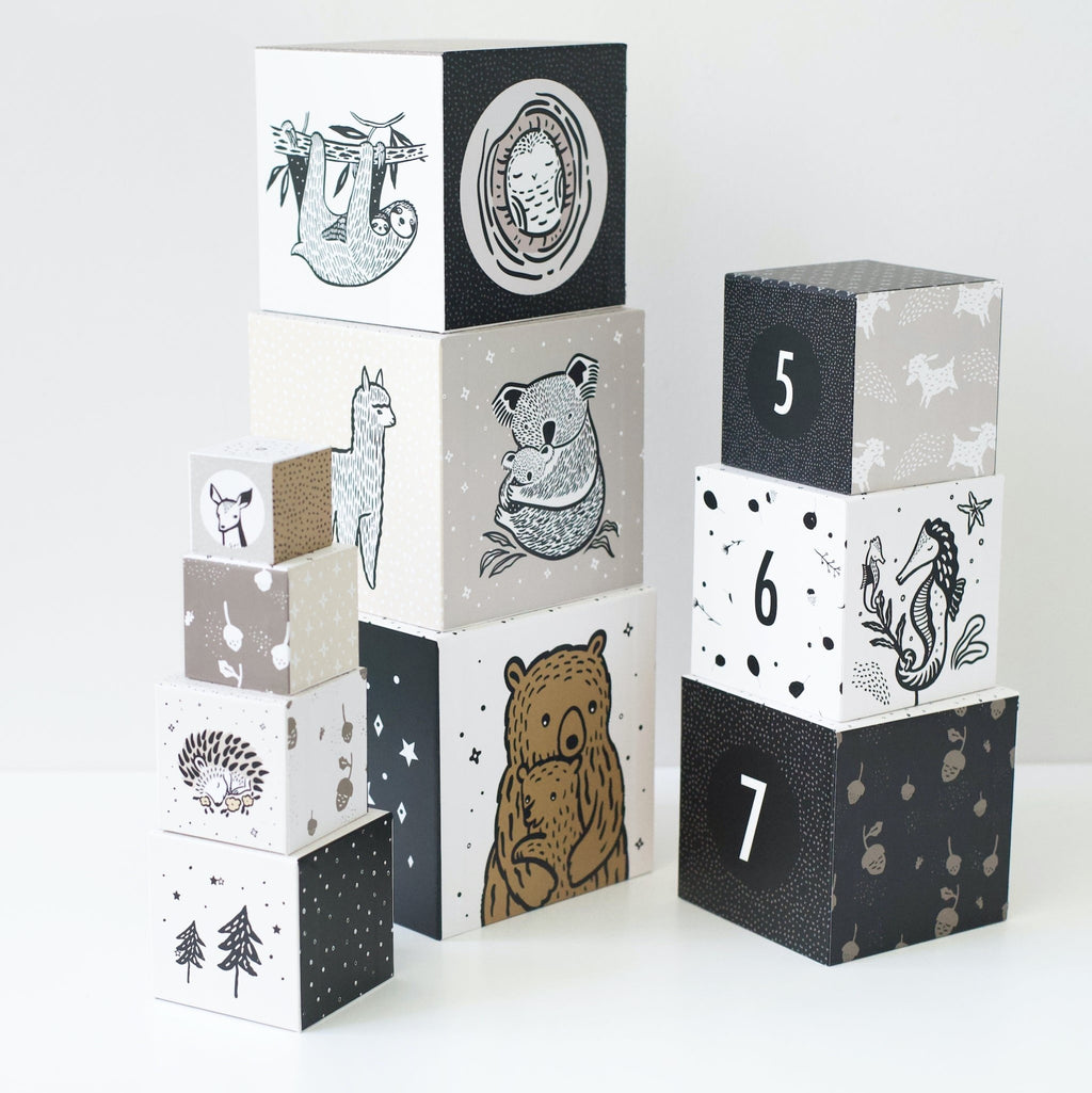 Wee Gallery Nesting Blocks - Baby Animals Blocks for Toddler, Kids