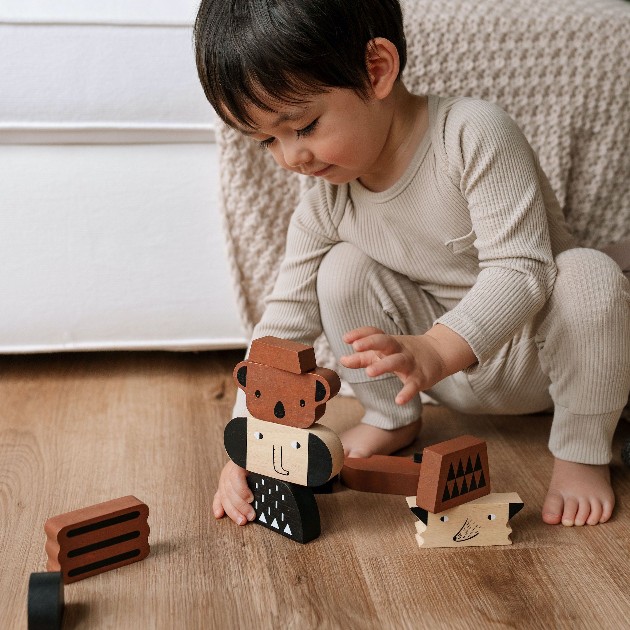 Animal Tower Wooden Blocks - Balance, Stacking, Creative Building Toy ...