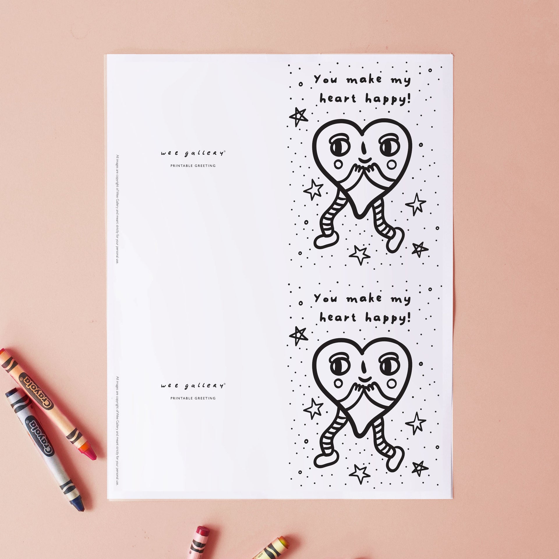 Valentine Card Coloring Page – Wee Gallery