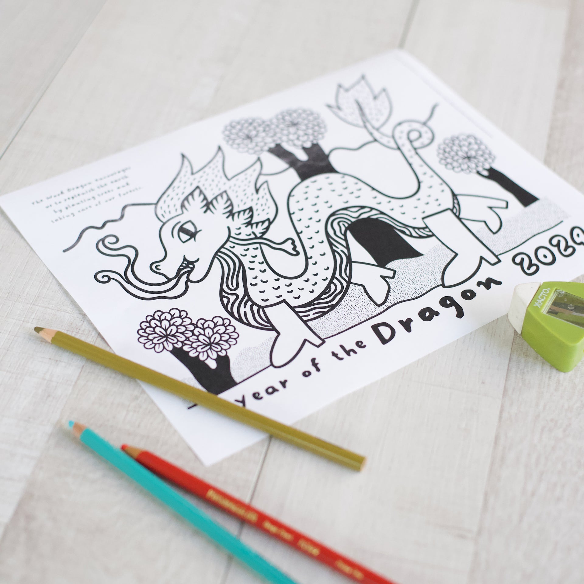 Wood Dragon Coloring Page – Wee Gallery
