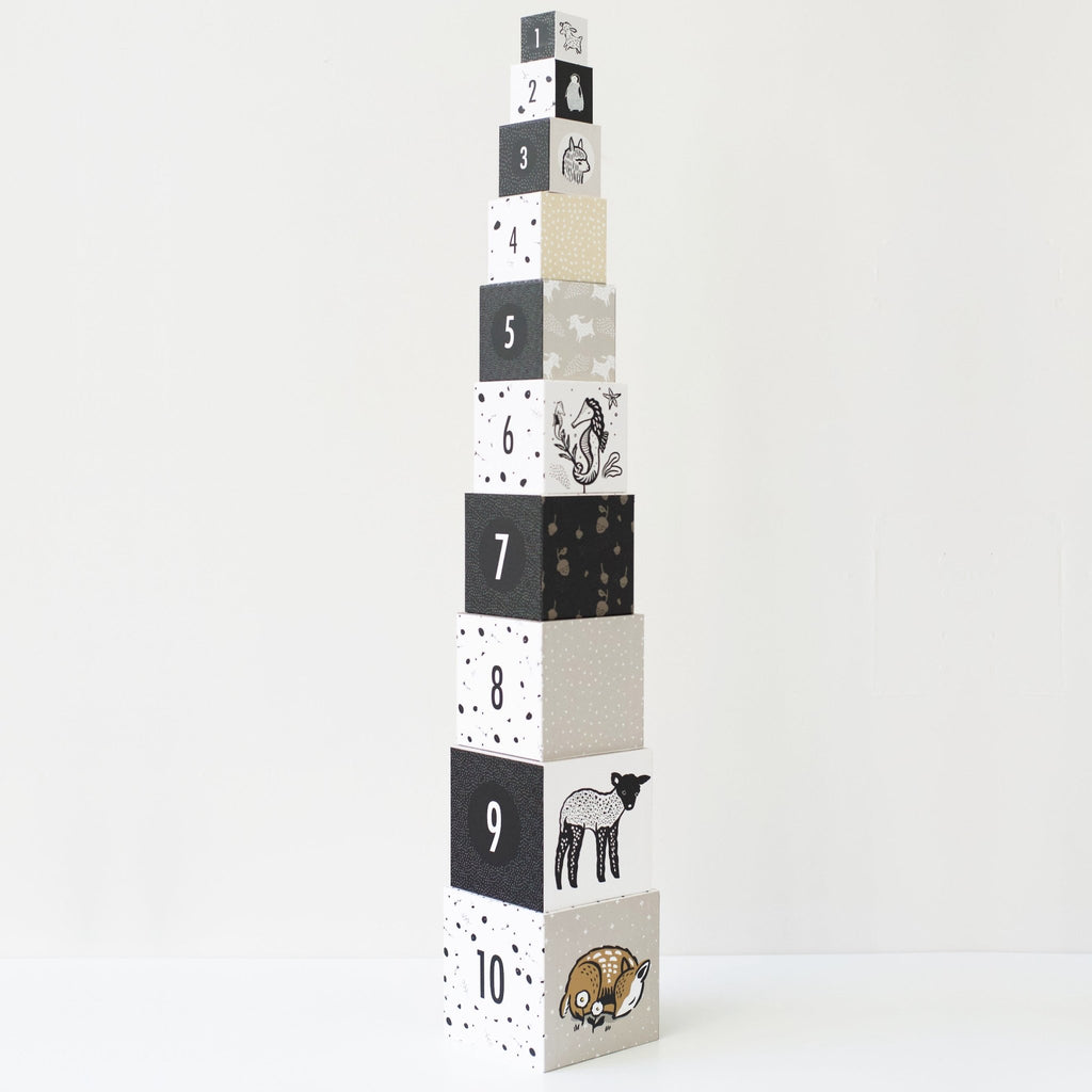 Wee Gallery Nesting Blocks - Baby Animals Blocks for Toddler, Kids