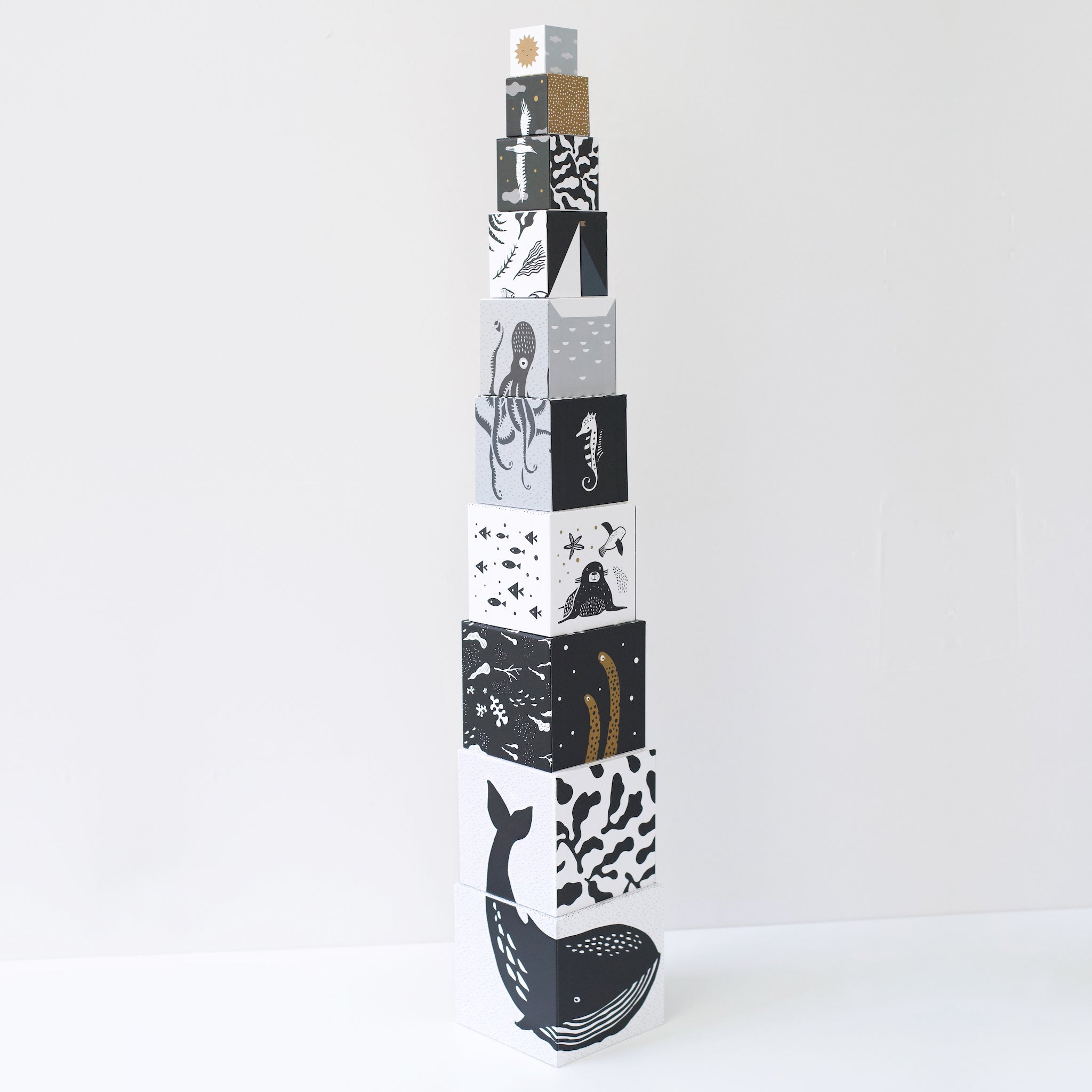 Wee Gallery Nesting Blocks - Ocean Animals Blocks for Toddler, Kids