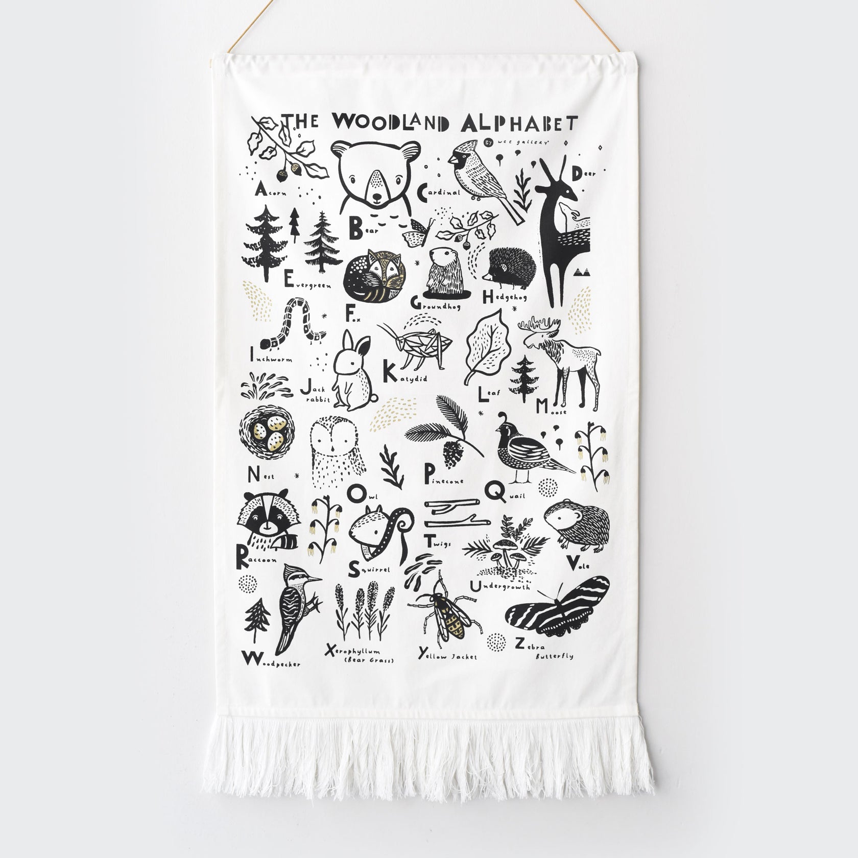 Woodland Animals Alphabet Tapestry | Textile Wall Art for Kids Room ...