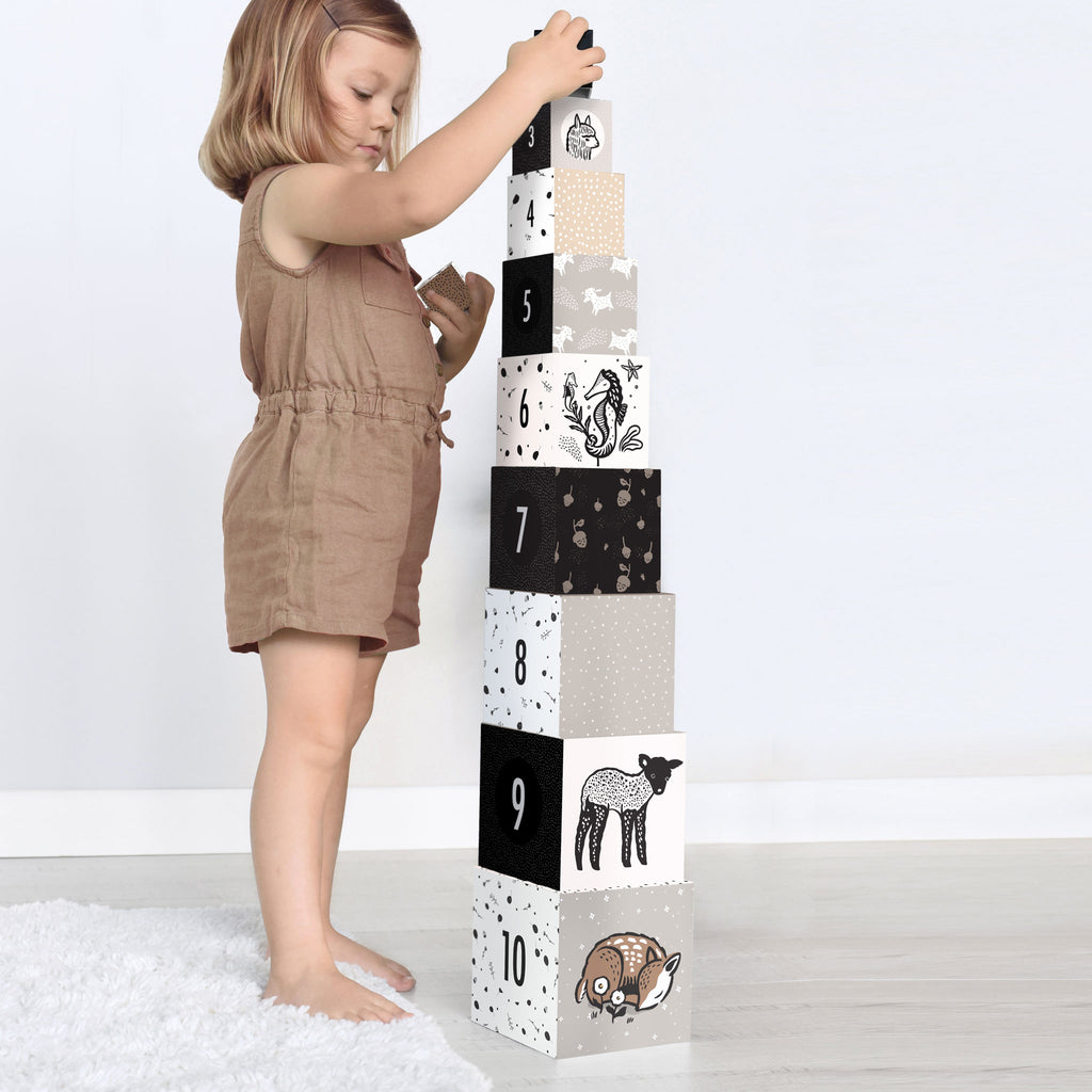 Wee Gallery Nesting Blocks - Baby Animals Blocks for Toddler, Kids