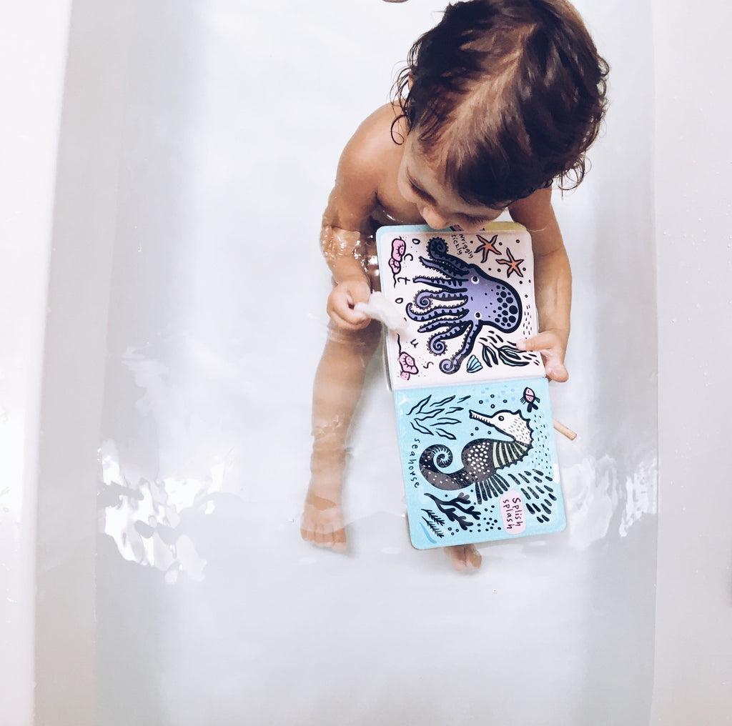 Wee Gallery Color Me Who's in the Ocean Bath Book | Smart Art for Kids