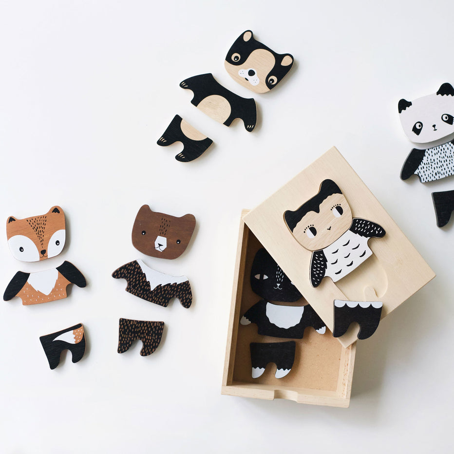 Mix & Match Animal Tiles - Wood Toys for Preschool Kids – Wee Gallery