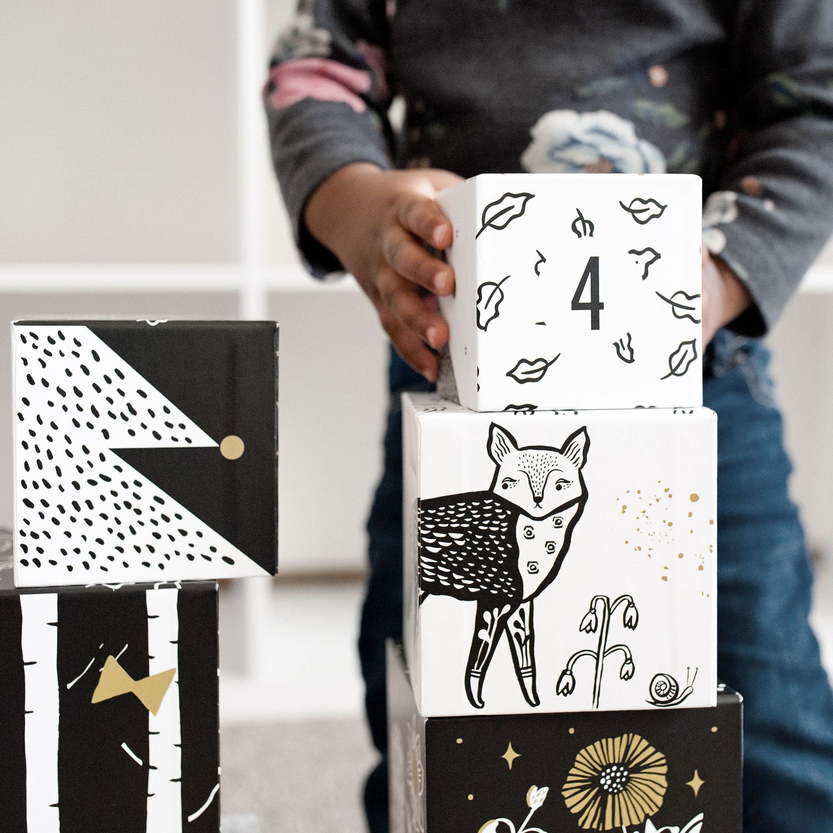 Wee Gallery Nesting Blocks - Woodland Numbers Blocks for Toddler, Kids