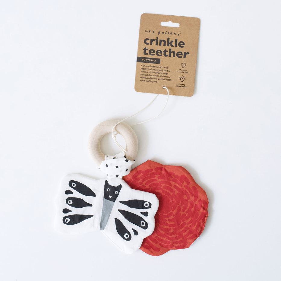 Crinkle Teether for Baby - Butterfly and Flower – Wee Gallery