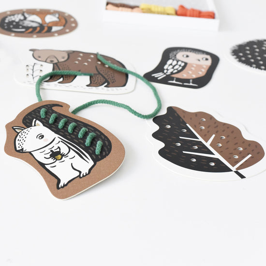 Lacing Cards - Woodland Animals Sewing, Tracing, Lace Up Activity for ...